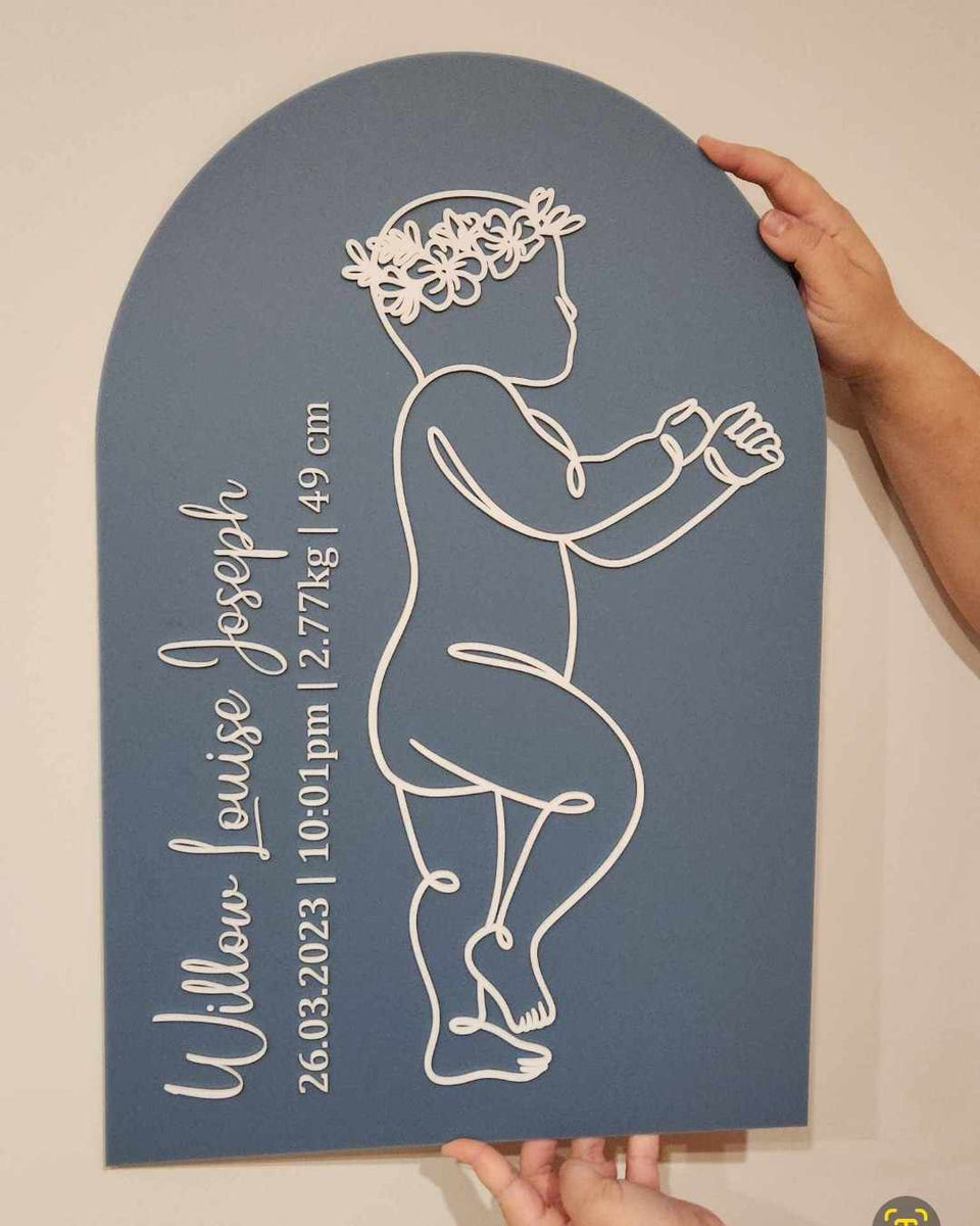 1:1 Scale Baby Plaque | Personalised Acrylic Baby Keepsake – Mostly A Mum